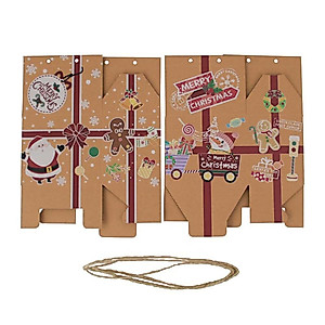 Ptsygantl 50Pcs Christmas Treat Bags, Kraft Paper Gift Bags for Christmas Xmas Candy Cookie Goody Bags Party Favors Supplies for Xmas Holiday Decorations