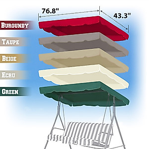 BenefitUSA Canopy ONLY Outdoor Patio Swing Canopy Replacement Porch Top Cover for Seat Furniture (77"x43", Green)