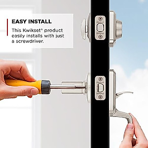 Kwikset Henley Front Entry Door Handleset and Deadbolt with Interior Reversible Lever, Featuring SmartKey Re-Key Security Technology with Microban Protection in Satin Nickel