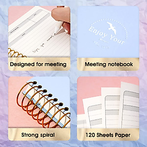Meeting Notebook for Work with Action Items 120 Sheets Meeting Planner Organizer for Office Meeting Agenda Book Spiral Meeting Notes Notebook for Women Men, A5 Blue