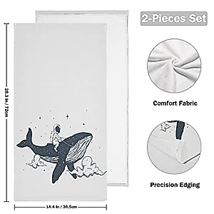 susiyo Astronaut Flies on The Whale Hand Towels Set of 2 Luxury Print Decorative Bathroom Towels Super Soft Highly Absorbent Multipurpose Towels for Yoga Gym Spa Hotel Bathroom Kitchen 28x14 Inch