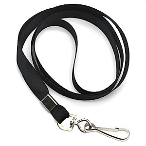 Beebel Black Lanyard Bulk Lanyards for Id Badges Flat Lanyard with Badge Clip Swivel Hook 50 Pack