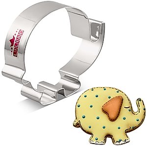 LILIAO Cute Elephant Cookie Cutter for Baby Shower - 4 x 3.3 inches - Stainless Steel