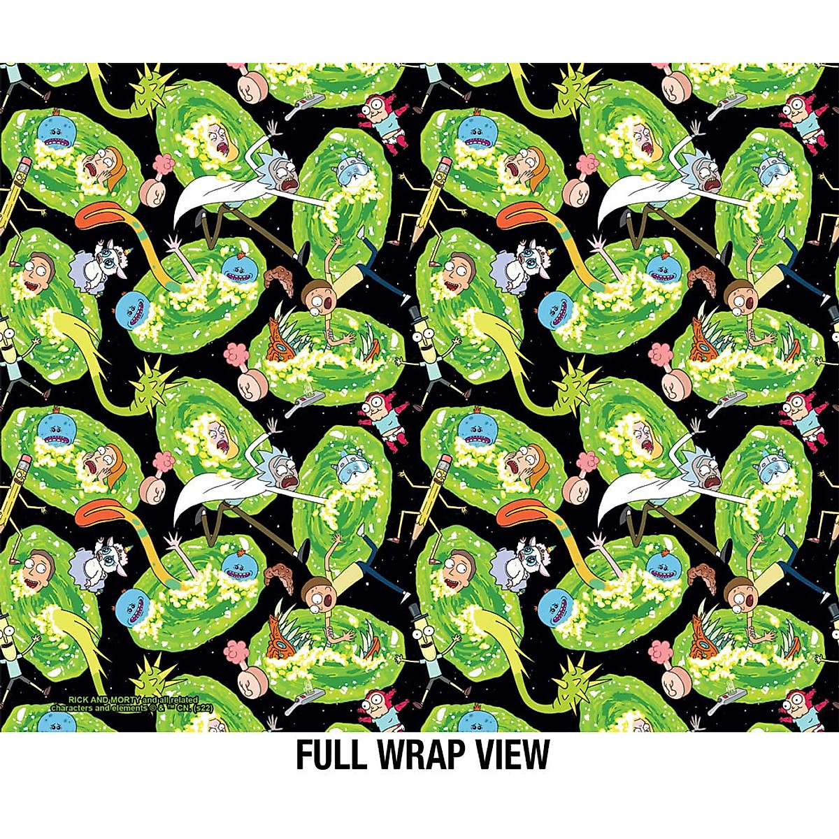 Rick And Morty OFFICIAL Portal Mayhem 24 oz Insulated Canteen Water Bottle, Leak Resistant, Vacuum Insulated Stainless Steel with Loop Cap, Black