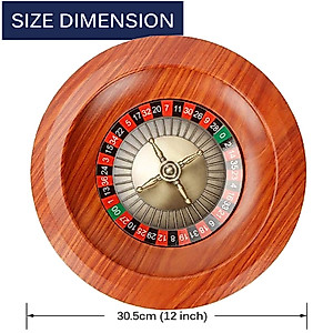 HXSTWW 12" Solid Wood High Glossy Roulette Wheel for Roulette Tables, Wooden Roulette Wheel with Double-Zero Layout, Turntable Leisure Table Games, Game Night Essential