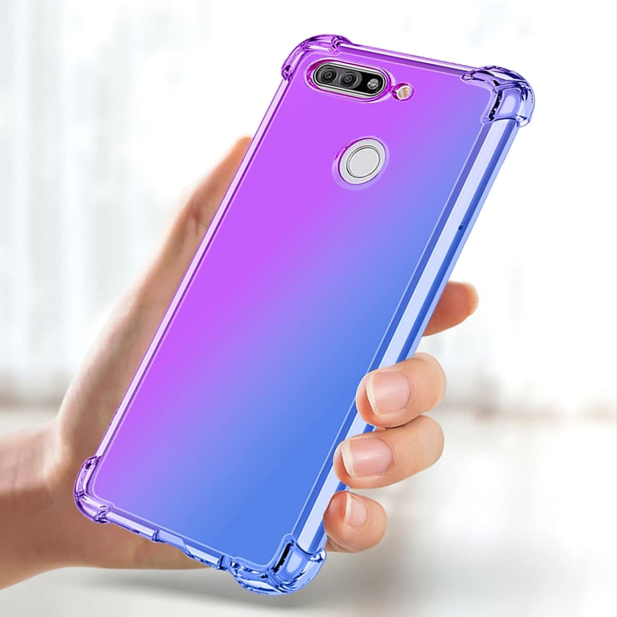 Gufuwo Case for Y7 2018/Y7 Prime 2018/Y7 Pro 2018/Honor 7C/Enjoy 8 Cute Case Girls Women, Gradient Slim Anti Scratch Soft TPU Phone Cover Shockproof Protective Case for Huawei Y7 2018 (Purple/Blue)