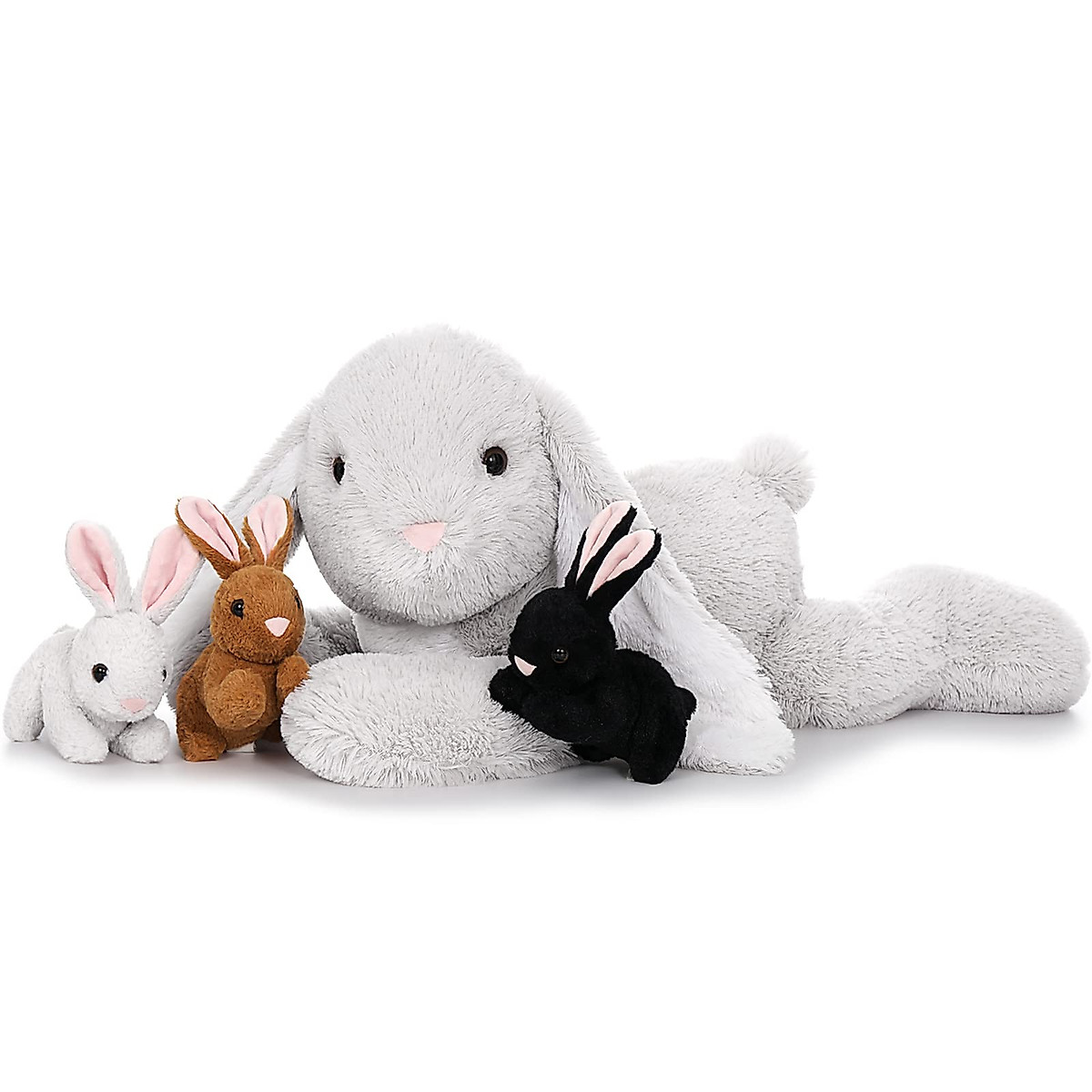 BENINY 4Pcs Bunny Stuffed Animal - 24"" Large Stuffed Bunny Rabbit Plush Toy Gifts for Kids - Cuddly Mommy Bunny Surprise with 3 Small Bunnies
