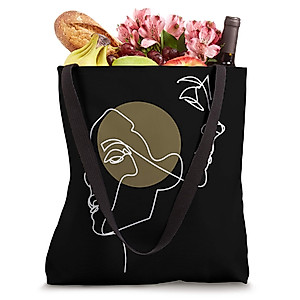 Faces Line Art Aesthetic Black Tote Bag