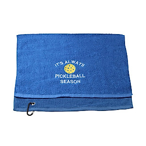 Pickleball Towel It's Always Pickleball Season Embroidered Sports Teem Hand Towel Gift for Pickleball Player (Pickleball Season Towel)