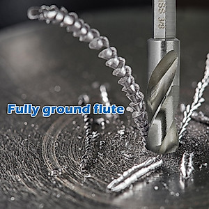 APRW Stubby Drill Bit Set for Metal,6 pcs 1/4" Hex Shank M2 HSS for Quick Change,Short Drill Bits for Right Angle Adapter and Tight Spaces,Metal Drill Bit Set for Steel, Wood, Plastic, etc.