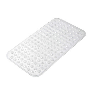 AmazerBath Shower Mat Non Slip, Medium Size 27.6 x 15 Inches Bath Mat for Tub with Suction Cups and Drain Holes, Bathtub Mat Bathroom Tub Mat Machine Washable (Clear)