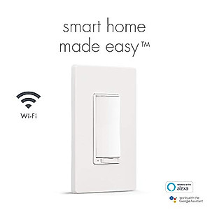 Wi-Fi Smart Dimmer Switch, No Hub Required, Voice Activated, White,50023