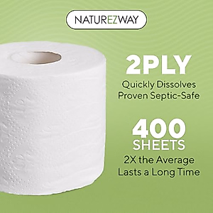 NatureZway - Elevate Your Bathroom Experience with Eco-Friendly Bamboo Toilet Paper (24 PACK) - 2-Ply, Tree-Free, 100% Bamboo Pulp, Strong, Clog-Free, and Septic Safe - Ultra Soft White