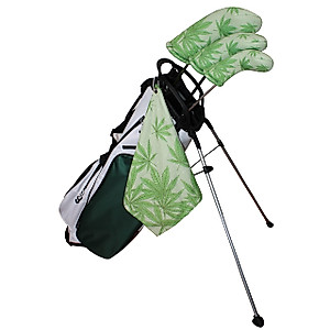 Green Marijuana Leaf Fairway Club Headcover Handmade by BeeJos