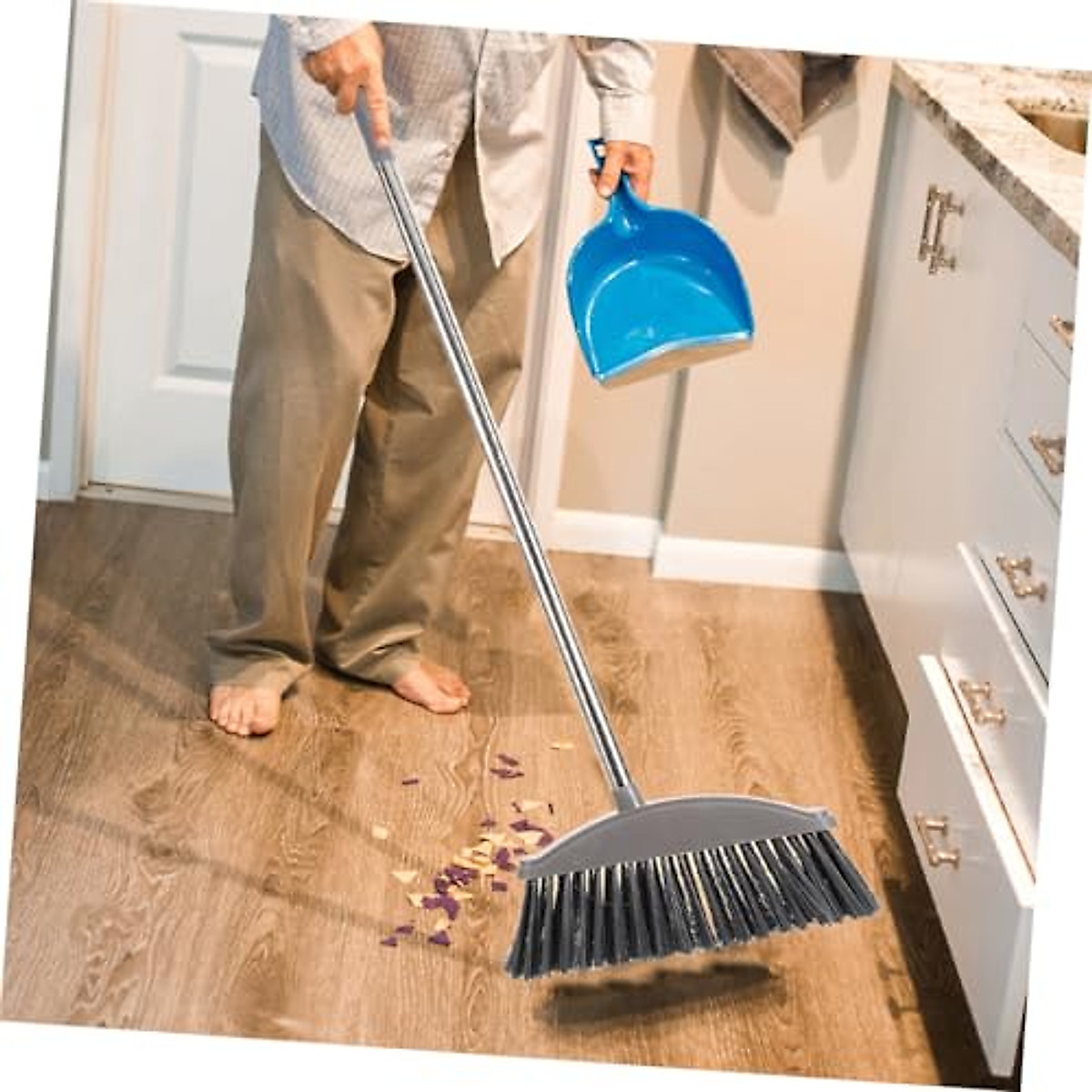 VOSAREA 2pcs Stainless Steel Broom Camping Broom Soft Bristles Broom Garden Broom Cleaning Supplies Heavy-Duty Broom Garage Broom Pickup Brush Brooms Patio Cleaning Broom Dark Grey Plastic