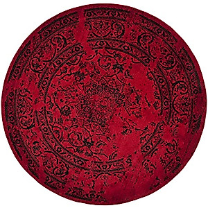 SAFAVIEH Adirondack Collection 6' Round Red / Black ADR101F Oriental Distressed Non-Shedding Dining Room Entryway Foyer Living Room Bedroom Area Rug