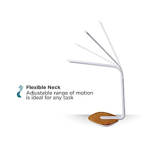 BLACK+DECKER LED Dimmable Desk Lamp with Wood Grain Base,7W, White (VLED1818-BD)