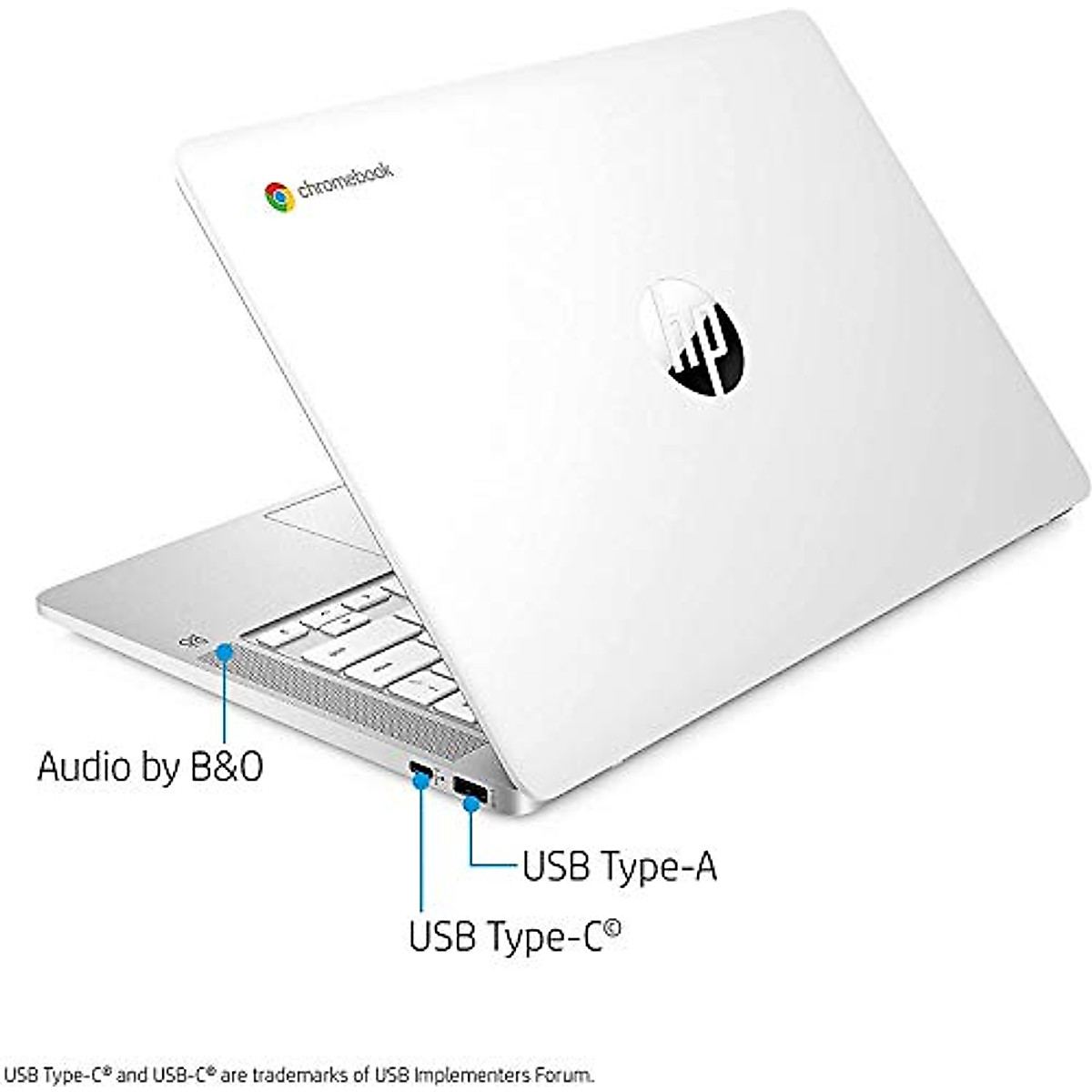 HP Chromebook 14" HD Thin and Light Laptop, Intel Celeron N4000 Dual-Core Processor, 4GB RAM, 32GB eMMC, Backlit Keyboard, WiFi, Up to 13 hrs Battery Life, Chrome OS, Ceramic White