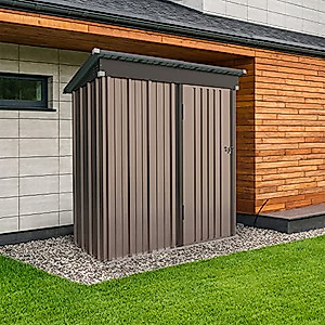 UDPATIO Outdoor Storage Shed 5x3 FT, Metal Garden Shed for Bike, Garbage Can, Tool, Lawnmower, Outside Sheds & Outdoor Storage Galvanized Steel with Lockable Door for Backyard, Patio, Lawn