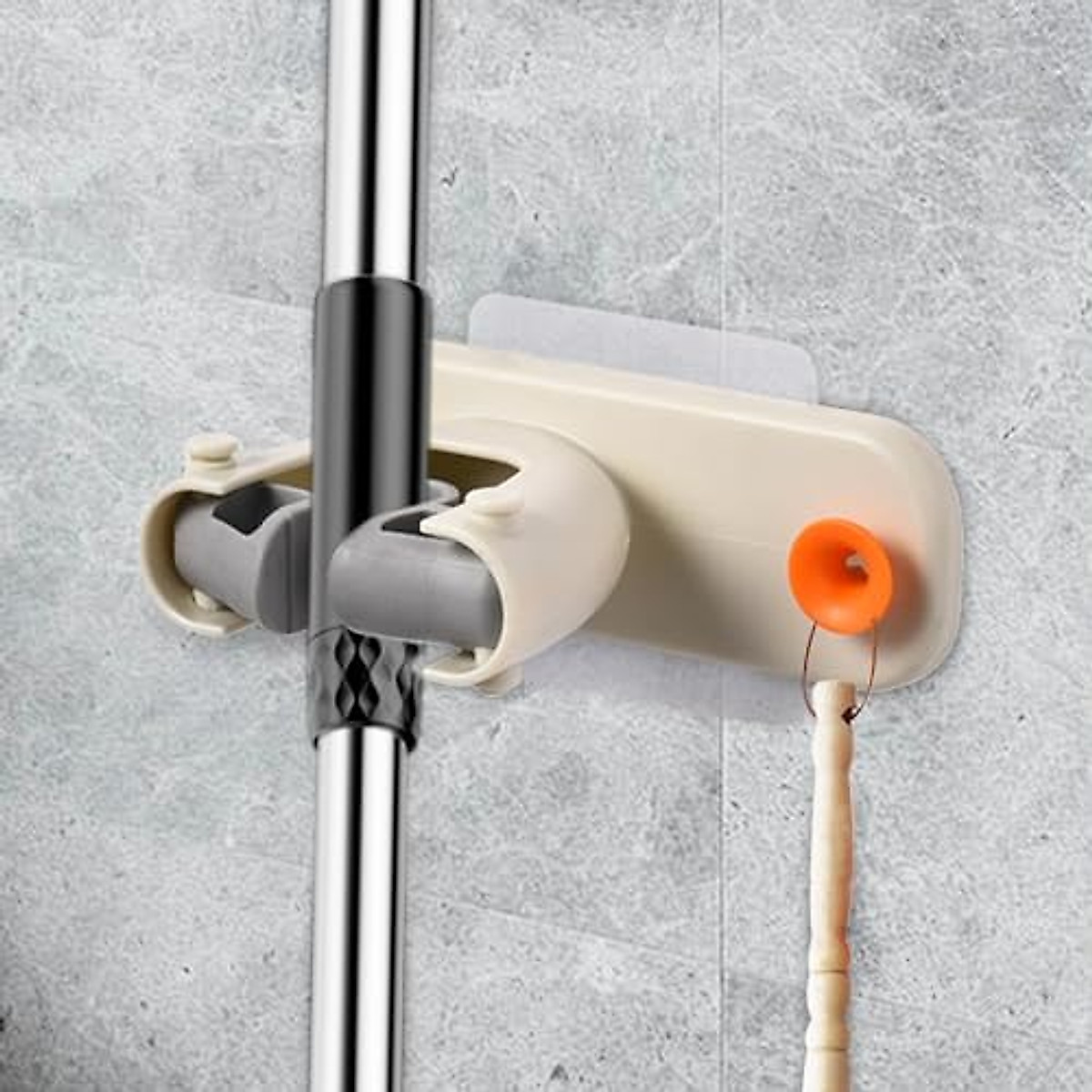 Broom And Mop Holder | Adhesive Garden Tool Organizer Rack | No Drilling Tool Holder for Broom, Mop, Shovel, and Towel Storage Solutions for Home and Garden Organization