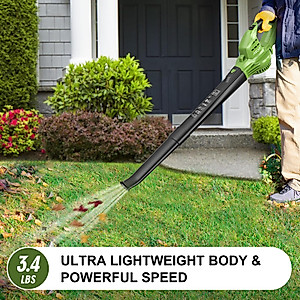 AKQIY Leaf Blower Cordless- 20V 5.0 Battery-Powered Leaf Blower, 80-150MPH, Upgraded Motor and Mini Electric Leaf Blower with Charging Seat for Use in The Yard or Lawn