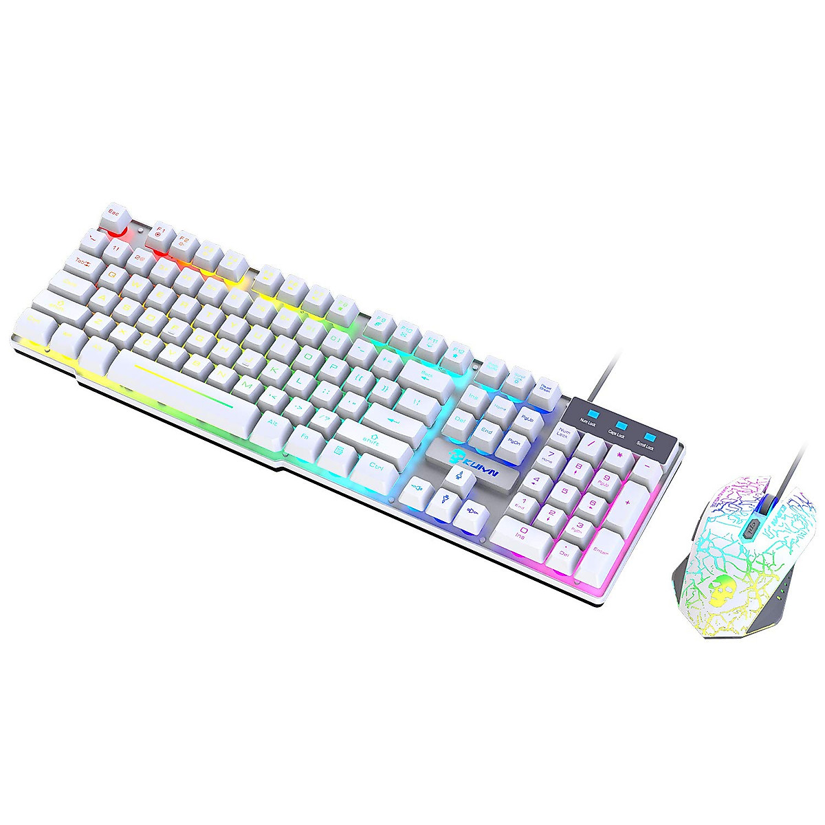Gaming Keyboard, USB Wired Mechanical Feeling Keyboard with RGB Backlit Gaming Keyboard Waterproof 104Keys for PC Computer Gamer Overwatch Dota for Desktop, Computer, PC