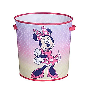 Idea Nuova Disney Minnie Mouse 3 Piece Collapsible Storage Set with Collapsible Ottoman, Bin and Figural Dome Pop Up Hamper, Pink