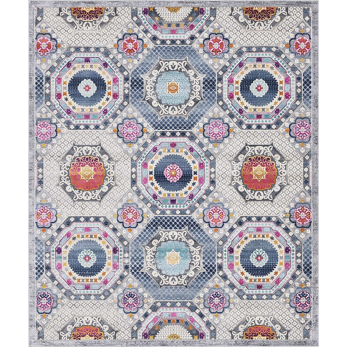 Rugs.com Budapest Collection Area Rug – 8' x 10' Multi Low-Pile Rug Perfect for Living Rooms, Large Dining Rooms, Open Floorplans