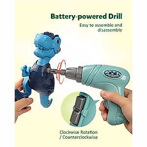 Coogam Take Apart Dinosaur Construction Toys 3 Pack, Fine Motor Skill Building Dinosaur Set STEM Educational Gift Game with Drill-Tyrannosaurus, Triceratops, Velociraptor for Year Old Kids