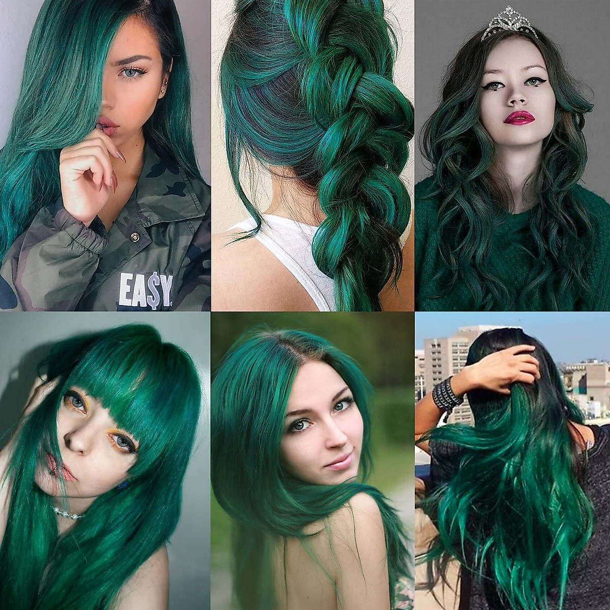 12PCS Colored Green Hair Extensions Party Highlights Colorful Clip in Hair Extensions 22 Inch Straight Synthetic Hairpieces for Women Kids Girls Halloween Christmas Cosplay(Green)