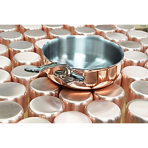Mauviel M’6S 6-Ply Polished Copper & Stainless Steel Saute Pan With Cast Stainless Steel Handle, Suitable For All Types Of Stoves, 3.2-qt, Made in France