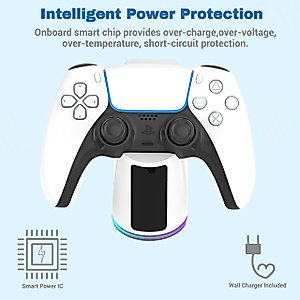 PS5 Charging Dock w/Fast 3A USB-C Power & RGB Base