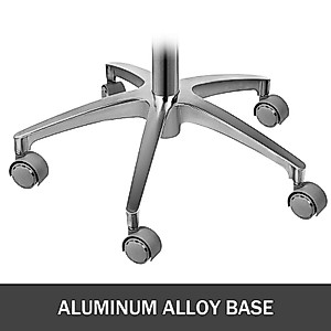 Aries Outlets Black Dental Assistant Stool 360° Rotation Armrest PU Leather Backrest Medical Office