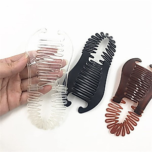 2023 New Banana Hair Clips for Women – 3Pcs Banana Clips Hair for Thick Hair, Interlocking Banana Comb Stretch Flexible Hair Combs Clips Flexible Ponytail (3Pcs Brown)