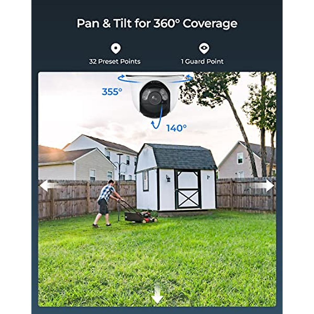 REOLINK First 4K Solar Security Cameras Wireless Outdoor, Argus PT 4K+ 6W Solar Panel, 360° Pan Tilt Solar Battery Outdoor Camera with 8MP Color Night Vision, 2.4/5 GHz Wi-Fi, No Monthly Fee