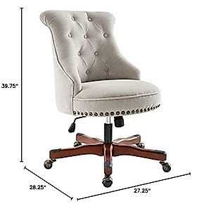 Linon The Talia Beige Adjustable Seat Height Office Chair