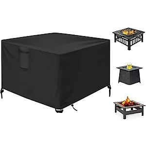 Firepit Covers Square 36x36 Inch Gas Fire-Pit-Cover Waterproof Outdoor Fire Table Coverage Patio Fireplace Heavy Duty 600D Waterproof with PVC Coating