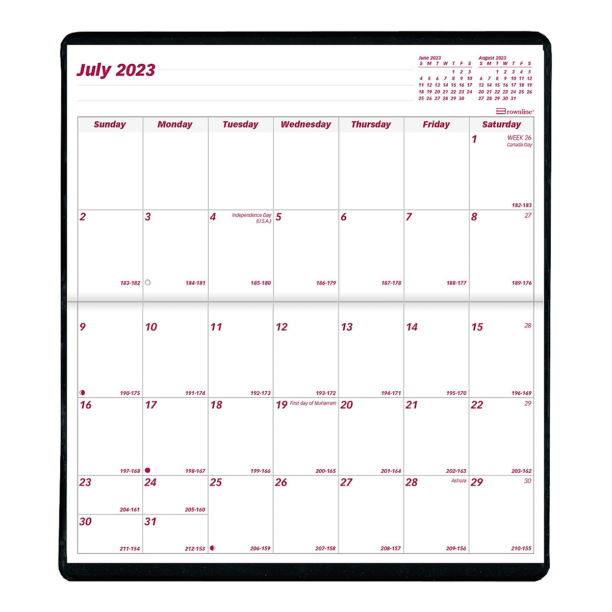 Brownline Essential Monthly Pocket Planner, 18 Months, July 2023 to December 2024, Stitched Binding, 6.5" x 3.5", Assorted Colors (CA12.AST-24)