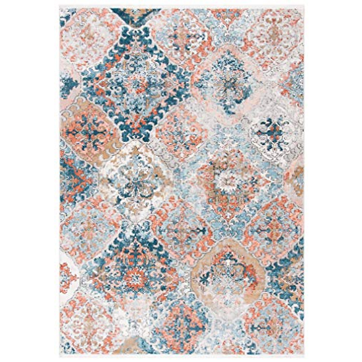 Safavieh Shivan Collection Area Rug - 9' x 12', Blue & Rose, Vintage Design, Non-Shedding & Easy Care, Ideal for High Traffic Areas in Living Room, Bedroom (SHV787M)