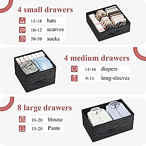 EnHomee 16 Drawer Dresser, Tall Dresser for Bedroom, Large Bedroom Dressers & Chest of Drawers for Bedroom Closet Living Room Entryway, Wooden Top and Sturdy Metal Frame, 57.1"Hx 37.4"W x 11.8"D,Black