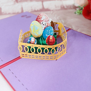Lveofielygi Easter Pop Up Cards - 3D Greeting Card Funny for Kids,Bunny, Eggs Mountain, Inside
