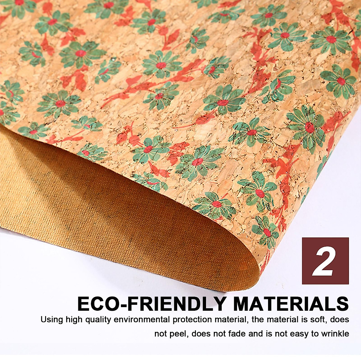 Cork Fabric Sheet 23" x 53" (60x135cm) - Wood Grain Leather Fabric Bundle for Wallets Bags Shoes - DIY Craft Project Patchwork