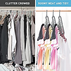 10 Space Saving Hangers,Plastic Hangers,Clothes Hangers Organizer,Smart Closet Space Saver Hanger,Nine-Hole Folding Wardrobe Closet Organizer,Home and Dormitory Student Closet Storage Hanger