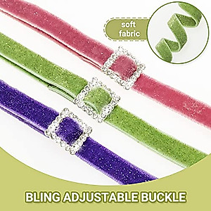 ZEEMIAS Breakaway Cat Collars with Bell - 3 Pack Flower Bling Cute Cat Collars for Girl Boy Cats - Adjustable Soft Velvet Cat Collar Accessories for Kitten, Adult Cats, Puppy