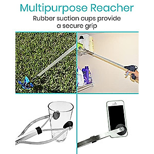 Vive Suction Cup Grabber Reacher 32" - Elderly Grab It Reaching Pickup Tool Heavy Duty for Seniors - Trash, Sticks, Litter Picker Upper - Extra Long Reach Handle & Handy Extension Arm Claw