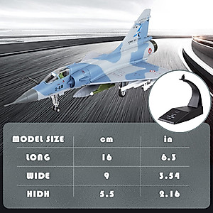 HANGHANG 1/100 Mirage 2000 Model Fighter Plane Metal Aircraft Model Military Airplane Model Diecast Model Plane for Collection or Gift