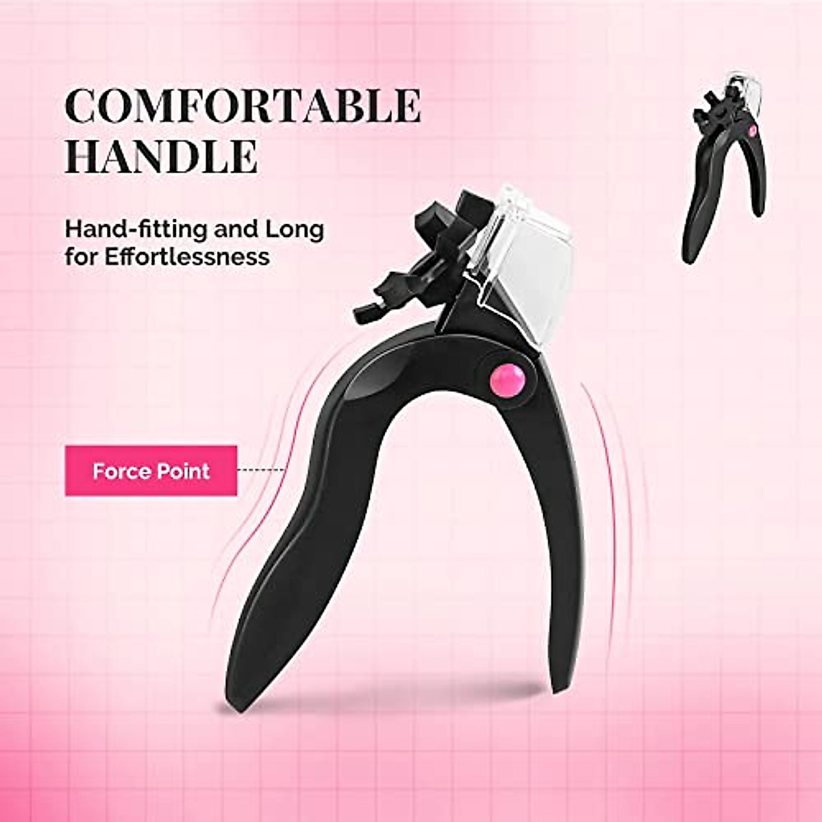 AIRSEE Nail Clippers for Acrylic Nails with Sizer and Catcher Adjustable Nail Tip Cutter with Length Measurement Dial Artificial Fake Extension Trimmer Nail Art Salon Home Manicure Tool Black