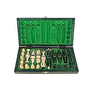 Wooden Chess Set Paris Apple Wooden International Board Vintage Carved Pieces - 14"