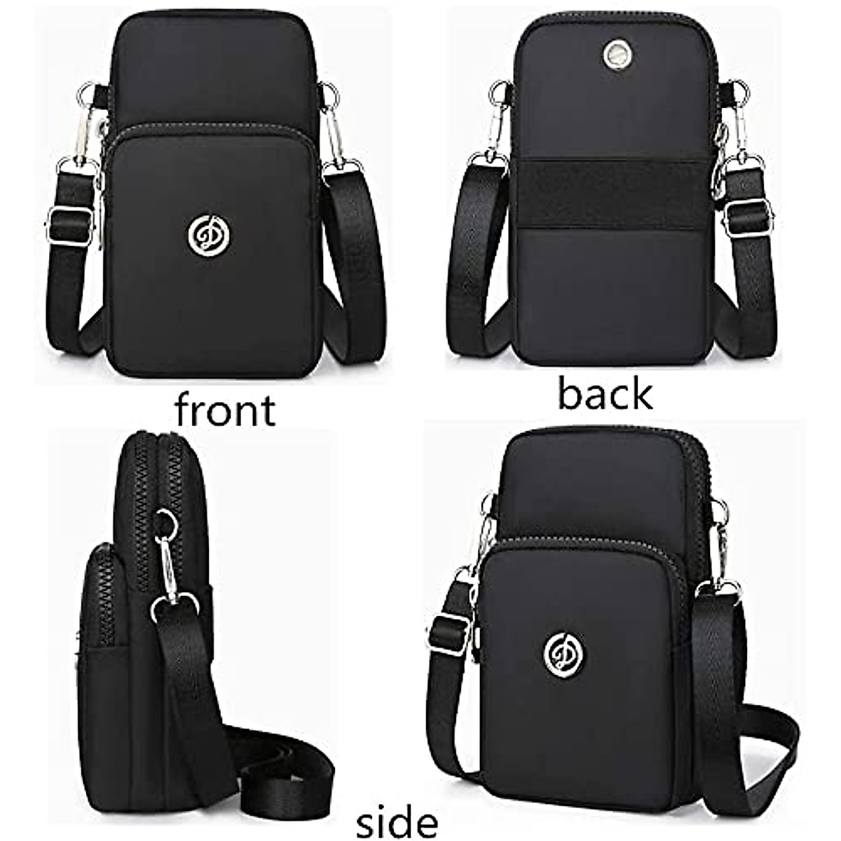 Nylon Small Crossbody Bag Cell Phone Purse Wallet Travel Wristlet Armband for iPhone 13 12 11 Pro Max Galaxy S22 Ultra A72 A52 A42 A02 A21 A12 A11 A20S, Moto G30 G10 BLU G91 G90 Pro LG Velvet (Black)