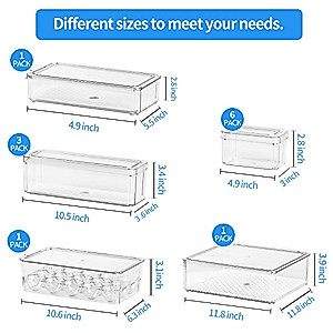 12-pack Stackable Fridge Organizer with 5 liners, Refrigerator Organizer Bins with Lids, Plastic Fridge Organizers and Storage Clear Pantry Organization and Storage Containers for Fruits, Vegetable